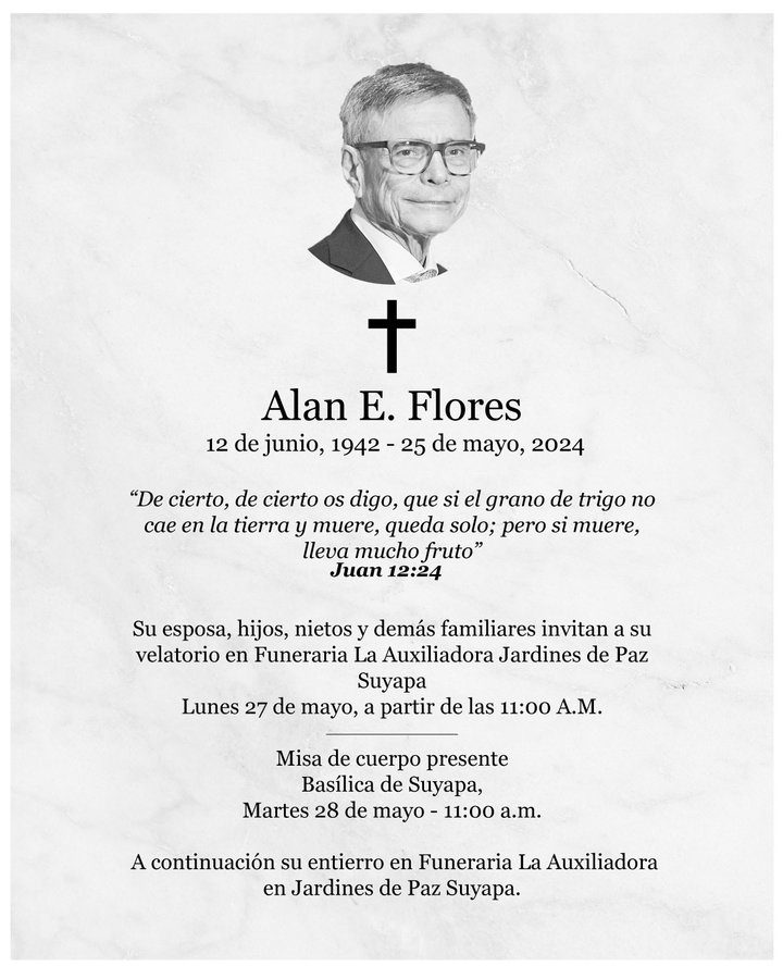 Este lunes realizaran velado el empresario Alan Flores